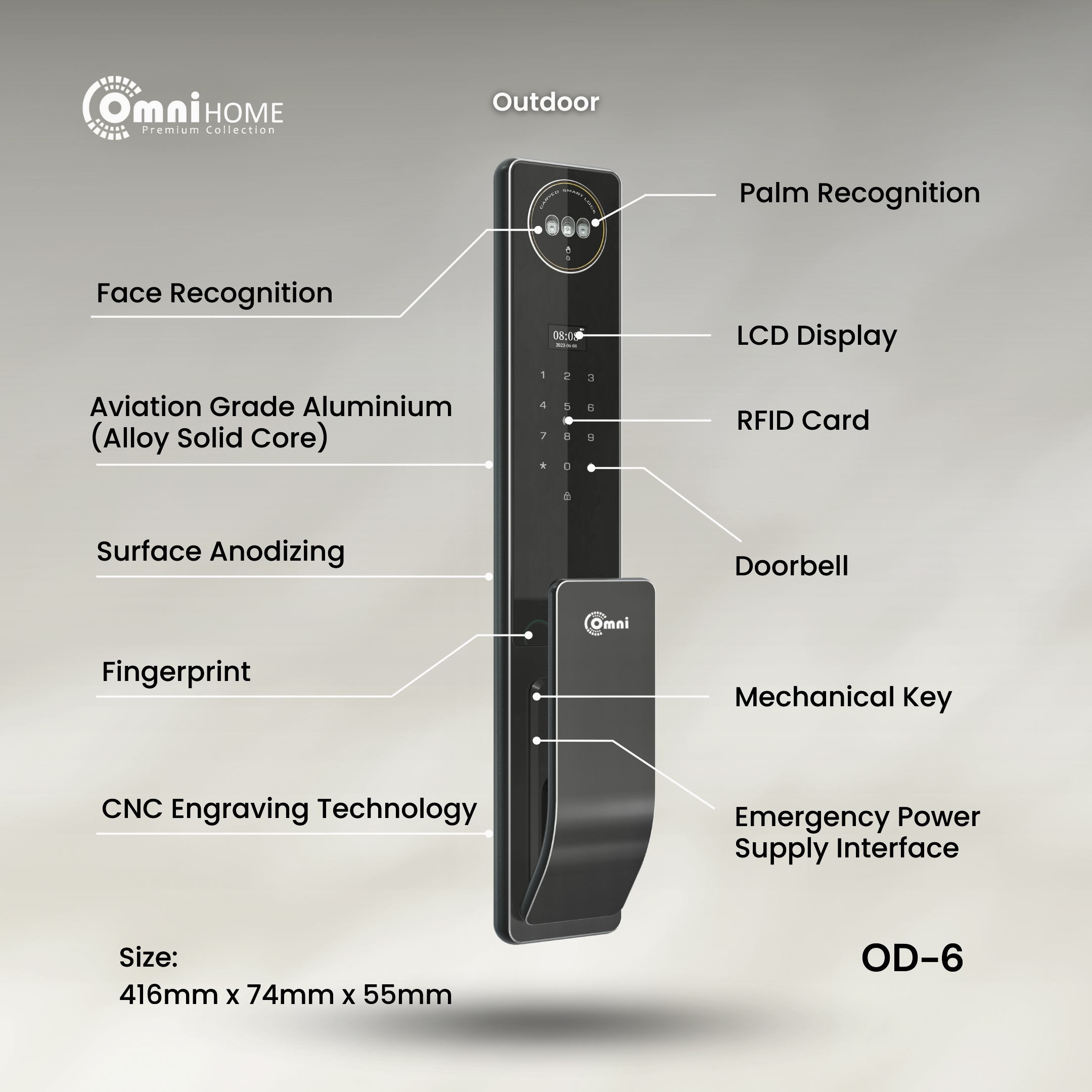 FREE Installation OD-6 Omni Digital Door Lock Smart Lock Face Palm ...