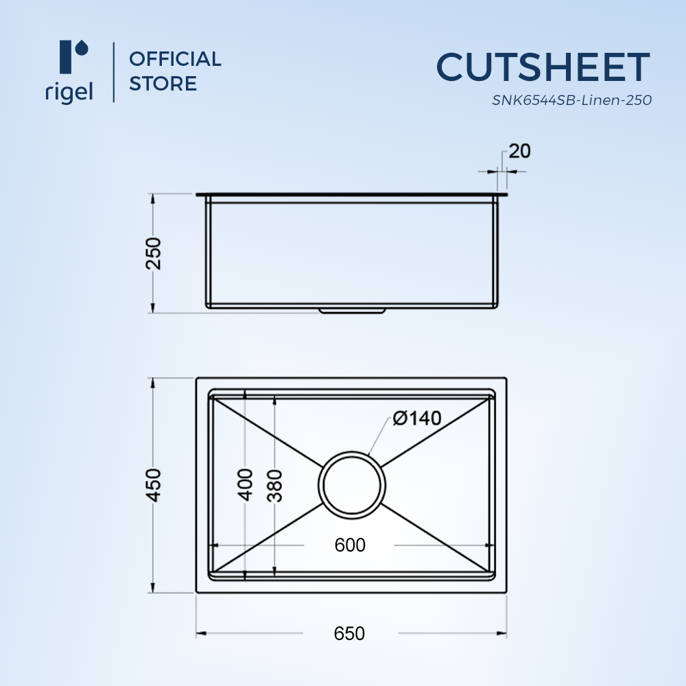 RIGEL Scratch Resistance Kitchen Sink SNK6545SB-LINEN-250 | Shopee ...