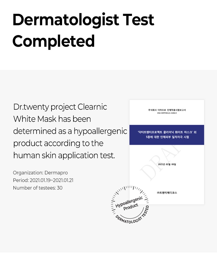[Dr.twentyproject] CLEARNIC White Mask 30ml x 10 Sheets, Brightening ...