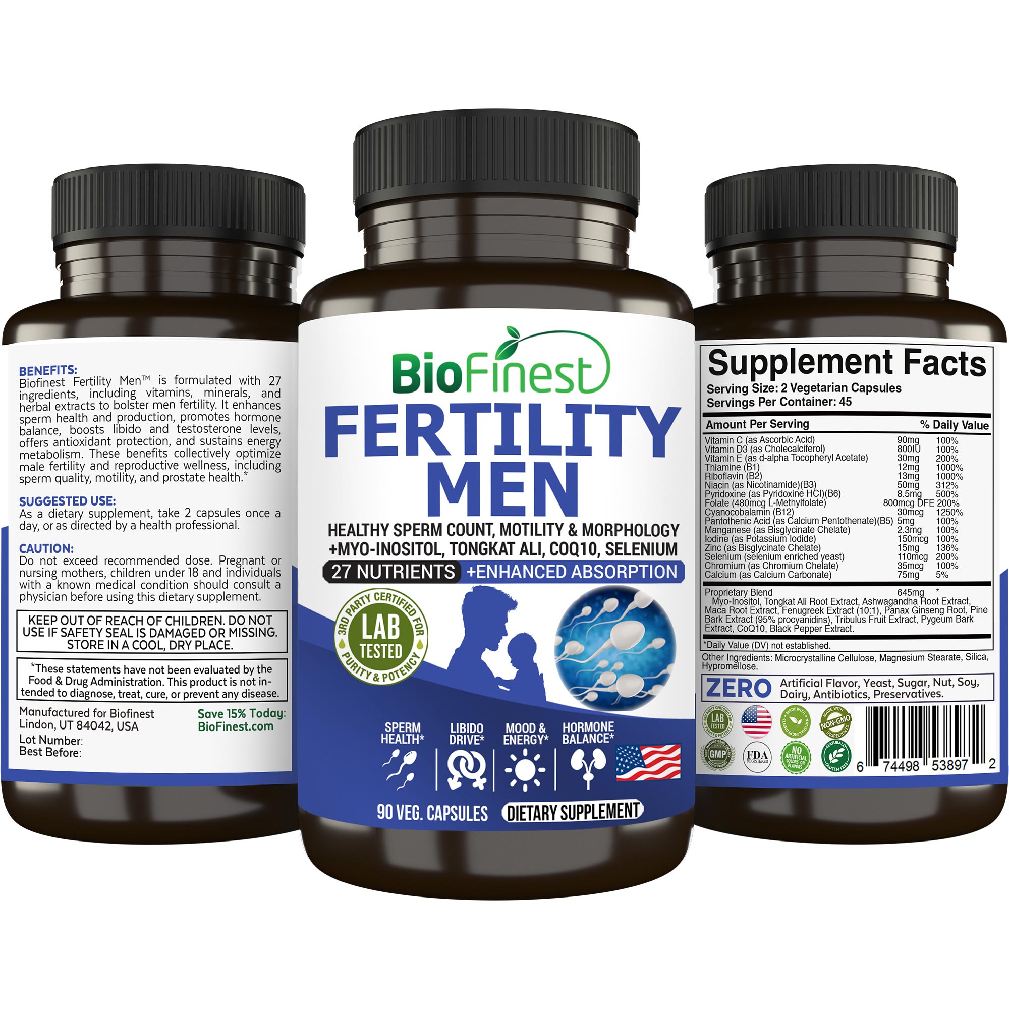 Biofinest Fertility Men Multivitamin Supplement - Healthy Sperm Count ...