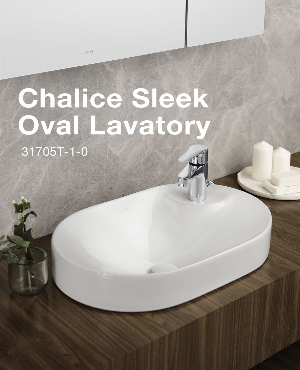 [Bulky]KOHLER Chalice Sleek Oval Countertop-Mounted Vessel Lavatory ...