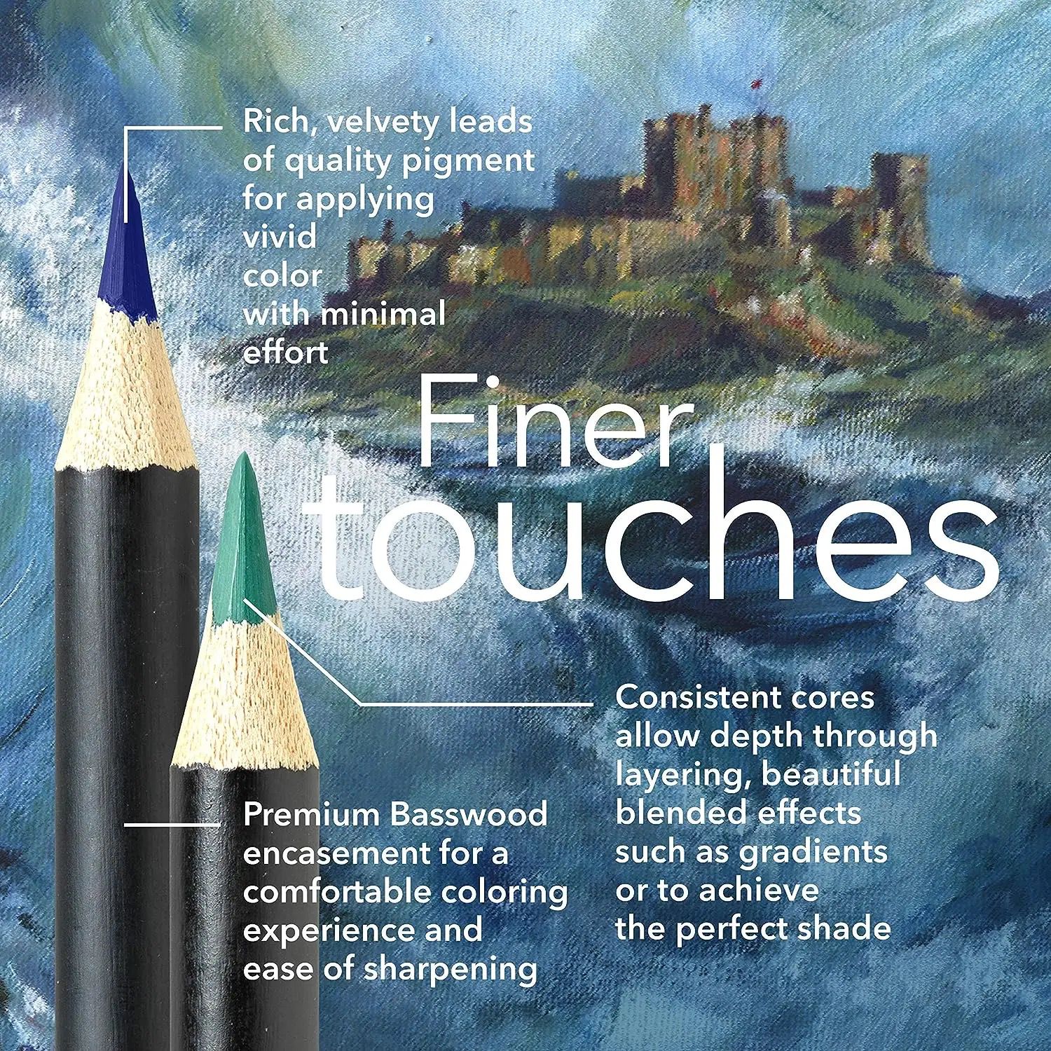 SG 24 Colours Castle Van Gogh Oil-Based Colour Pencil Set Premium High ...