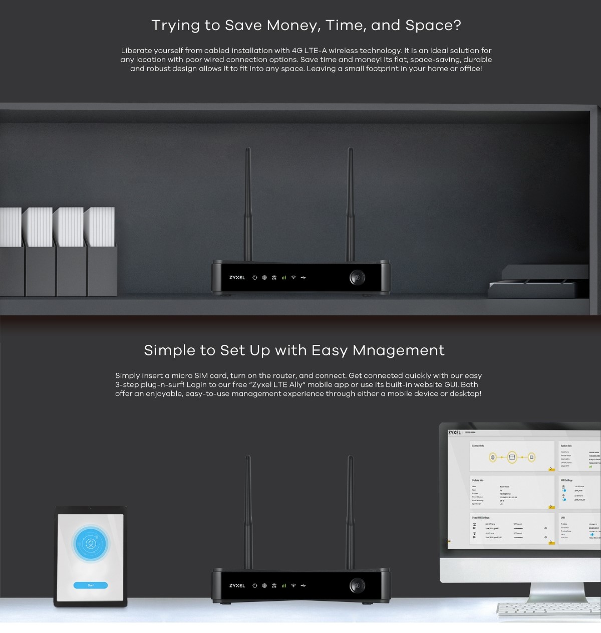 Zyxel LTE3301-PLUS | 4G LTE-A Indoor Cloud-managed mobile router, FWA ...