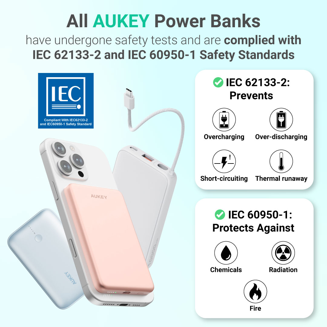 AUKEY PB-Y59 Spark Mini 5000mAh 22.5W Compact Powerbank with USB-C Connector (24 Months Warranty ...