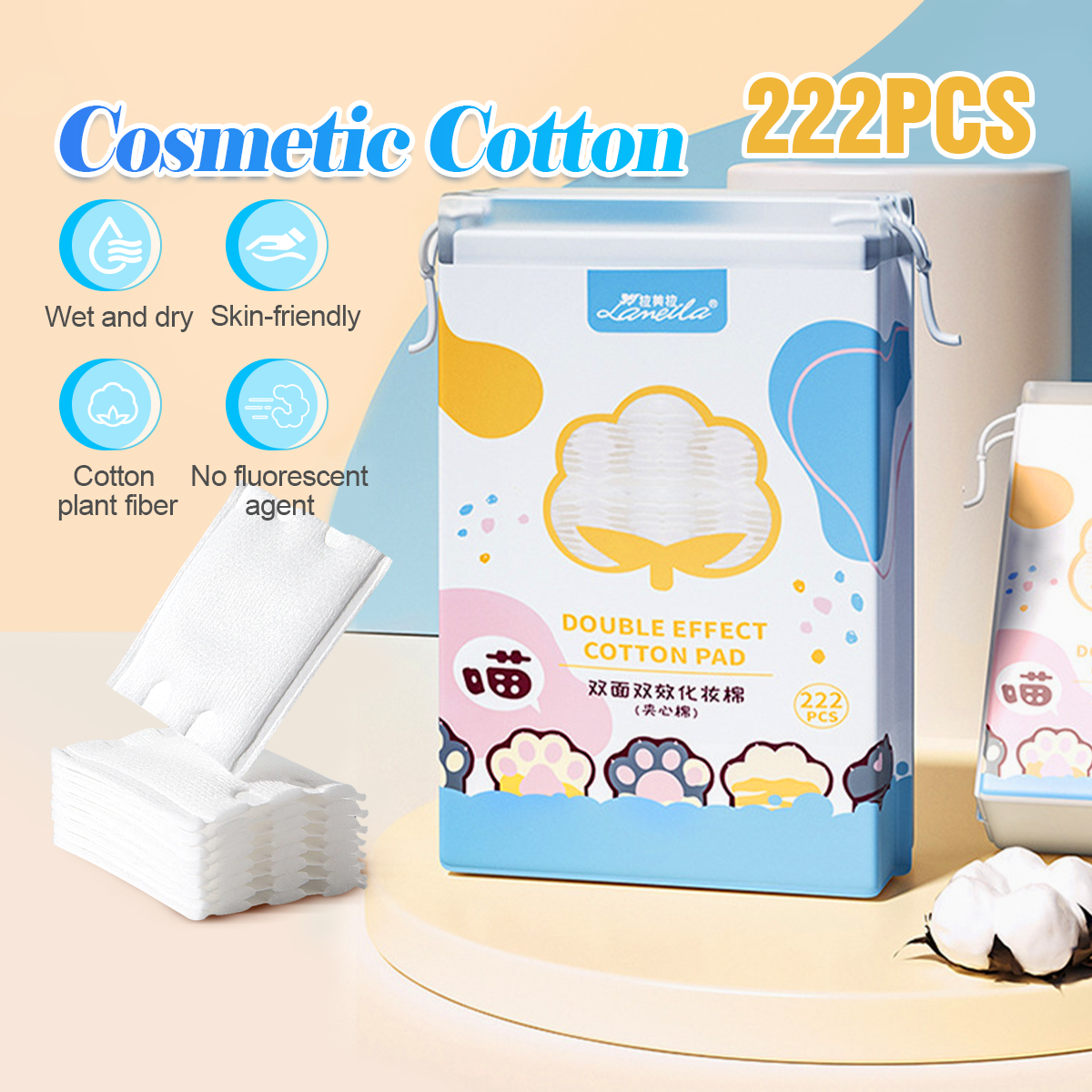 【SG】222PCS Cotton Pad Facial Cosmetic Remover, Nail Polish , Daily Skin ...