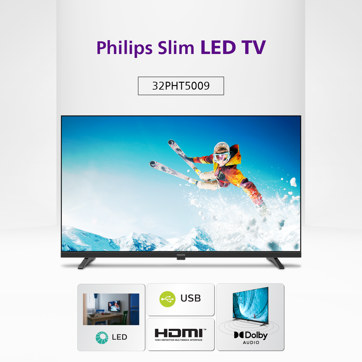 2024 MODEL PHIILIPS 32 Inch SLIM LED HD Ready TV Non Smart 32PHT5009/98 | 3 Year Local Warranty ...