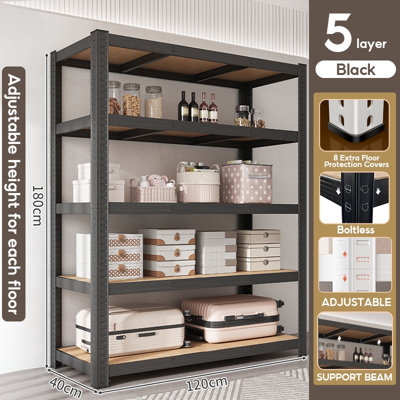 Metal Rack Storage Shelf Adjustable Rack Boltless Shelf Shelving Living ...