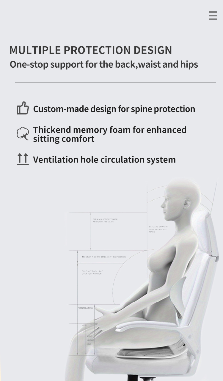 Lemowell Posture Correction Chair Ergonomic Memory Foam Lumbar Support ...