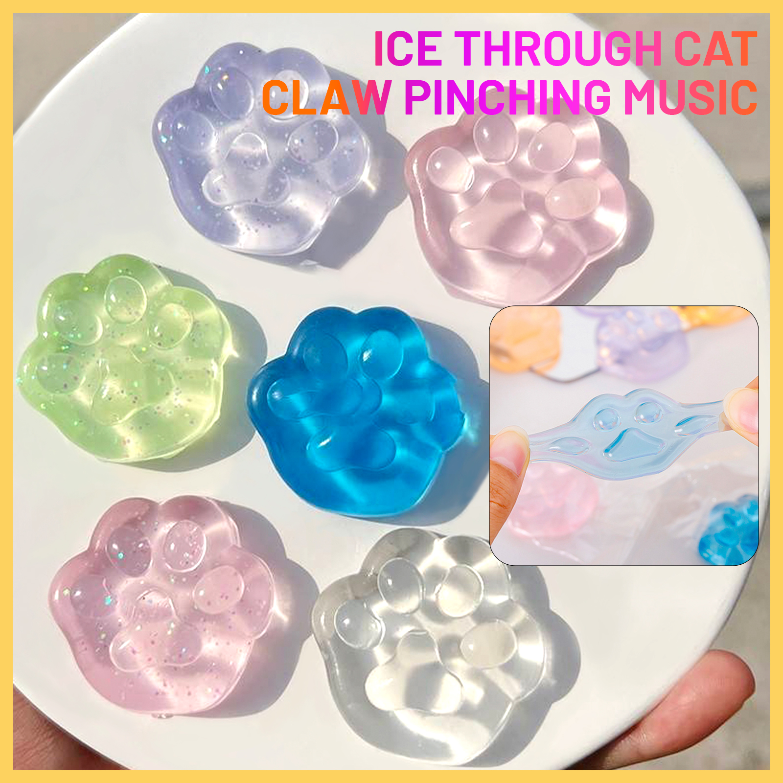 SG Ice Cube Squeeze Toys Cats Paw Stress Relief Squishy Toys for Kids ...