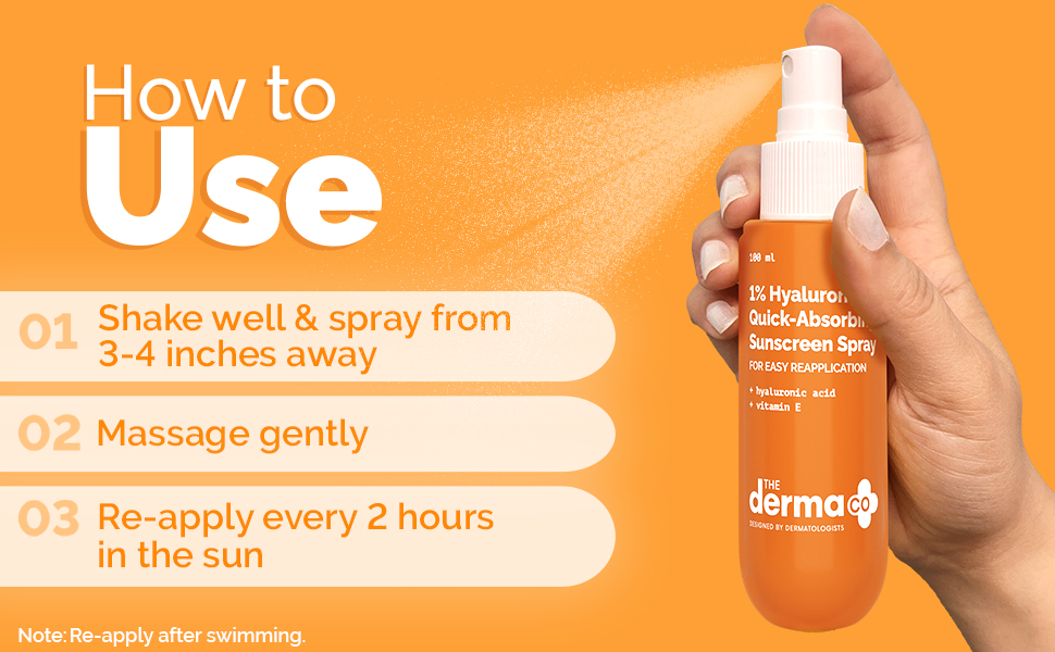 The Derma Co 1% Hyaluronic Quick-Absorbing Sunscreen Spray (100 ml) For ...