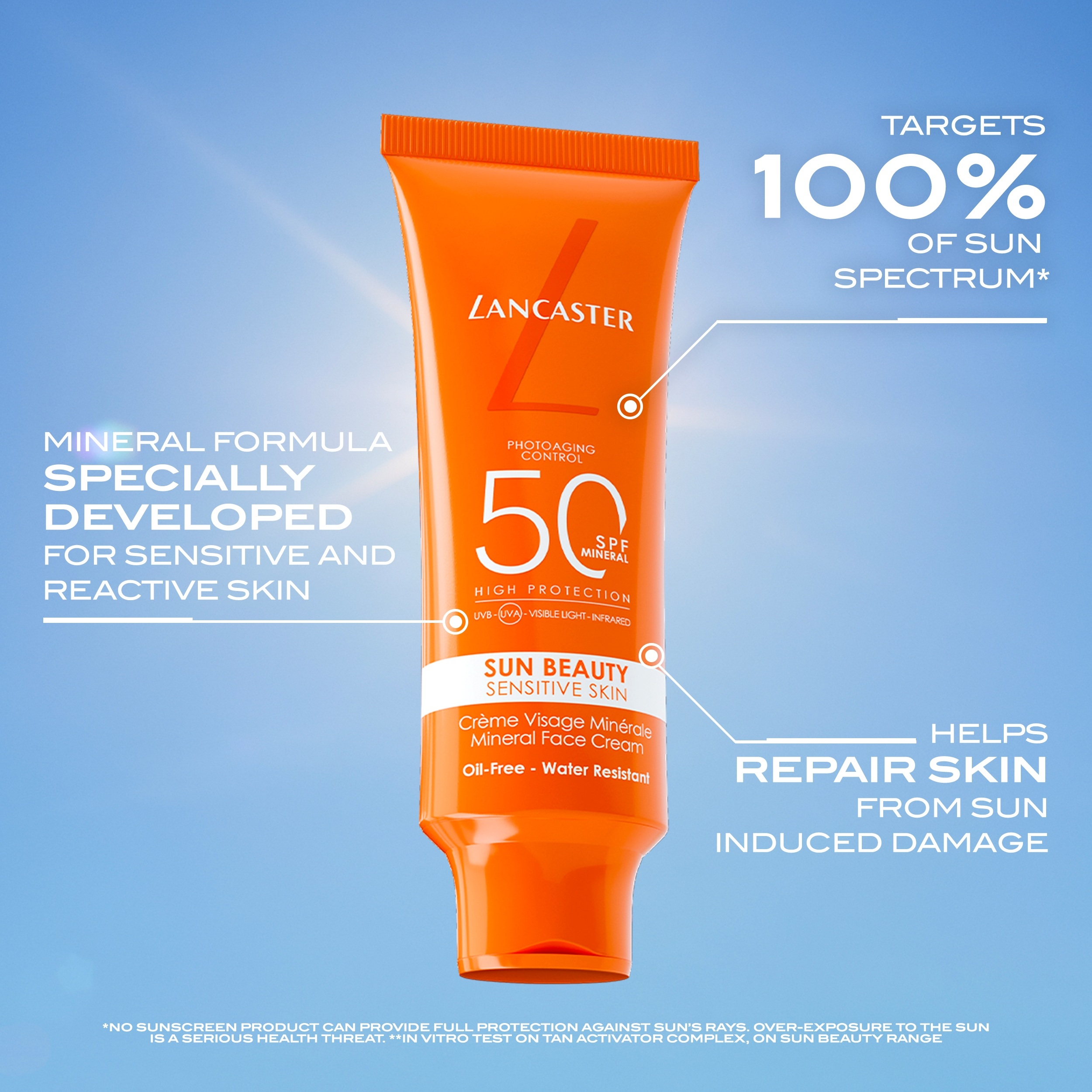 Lancaster Sun Beauty Sensitive Skin Mineral Face Cream SPF50 50ml ...