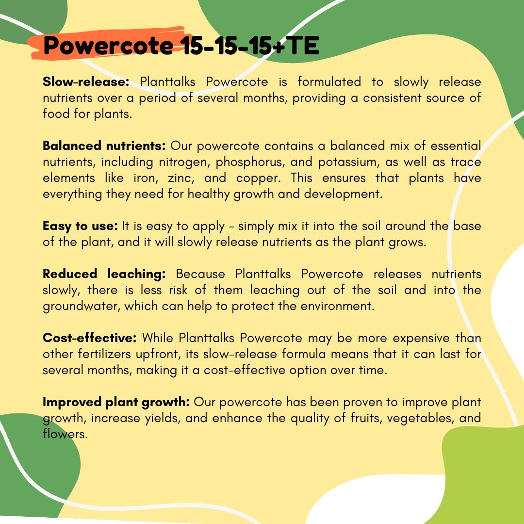 Plant Talks Powercote Fertilizer for Plant NPK 15-15-15+TE Slow Release ...
