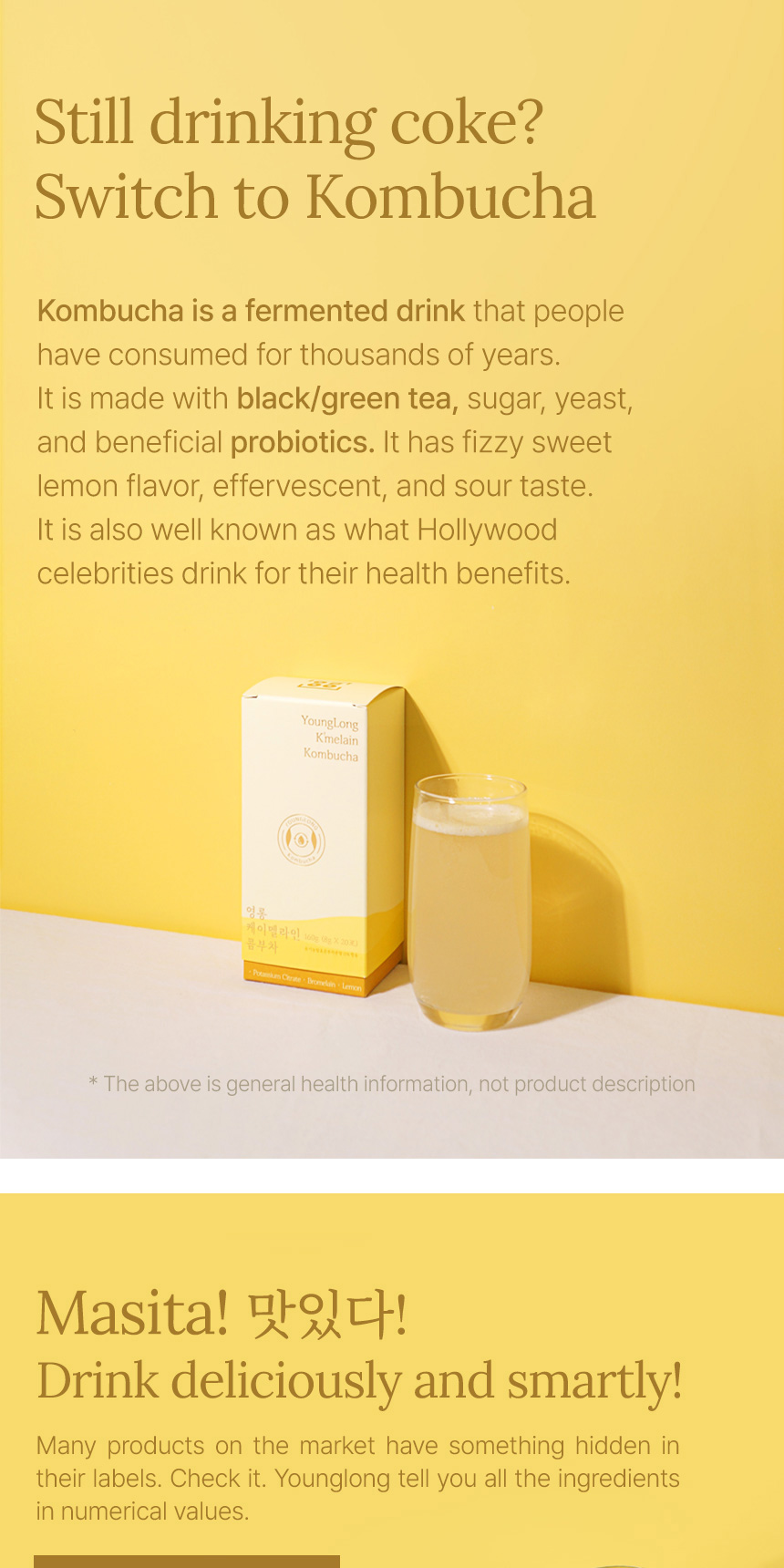 [YOUNGLONG] Slimming Kombucha with Bromelain / Digestive Enzyme & Diet Tea / Bloating Relief ...