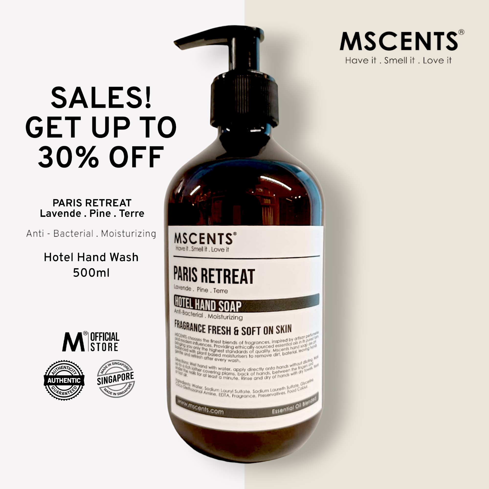 Aroma Hotel Hand Wash, Anti Bacterial 500ml Soft on Skin | Shopee Singapore