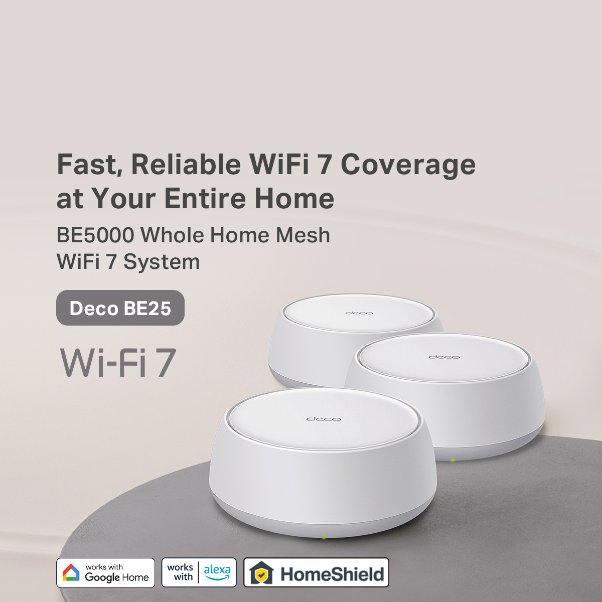 [Full Coverage] Deco BE25 WiFi 7 BE5000 Whole Home Mesh System Seamless ...