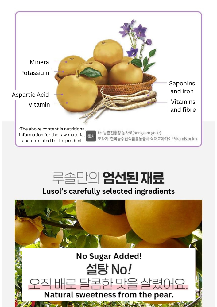 Lusol Baby (10 Packs) 100% Korean Pear Balloon Flower Juice Rich ...