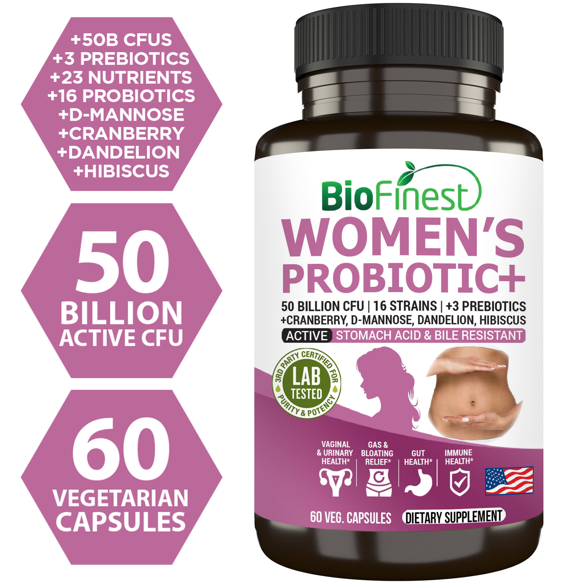 Biofinest Women Probiotic 50 Billion CFU - Healthy Vagina Flora pH Odor ...
