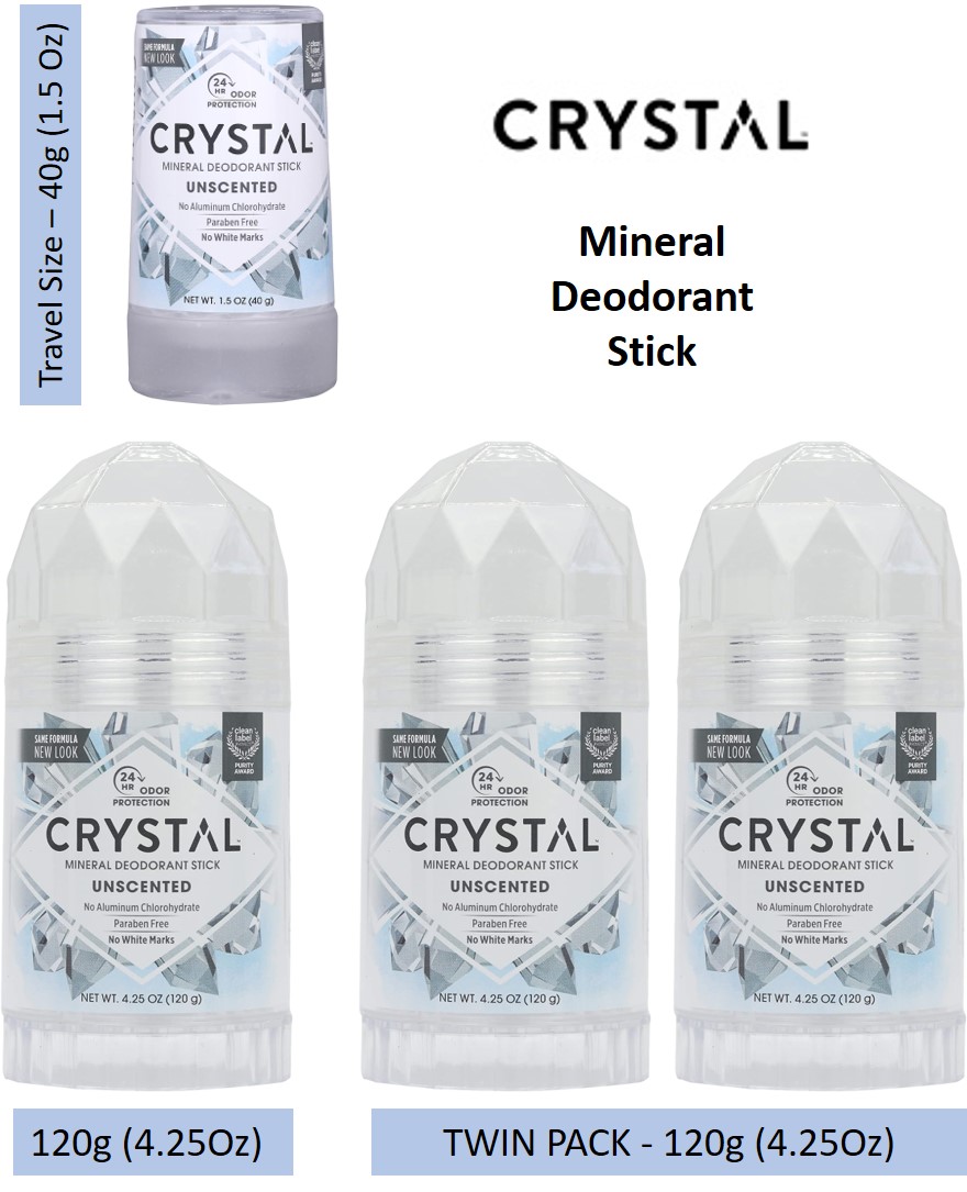 Crystal Deodorant Stick Unscented Normal 120g and Travel 40g Sizes | Shopee Singapore