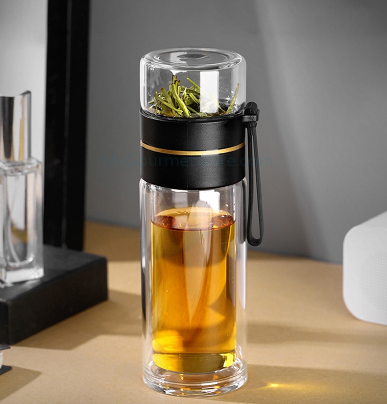 [SG STOCK] Double Glass Wall Tea Infuser Cold Brew Coffee Strainer Fruit Tea Glass Bottle | XL ...