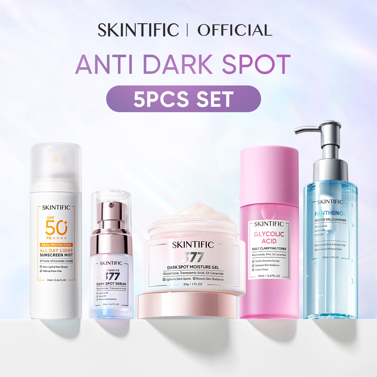 SKINTIFIC 5PCS SET Anti Dark Spot Set Sunscreen+Moisturizer+Serum+Toner ...