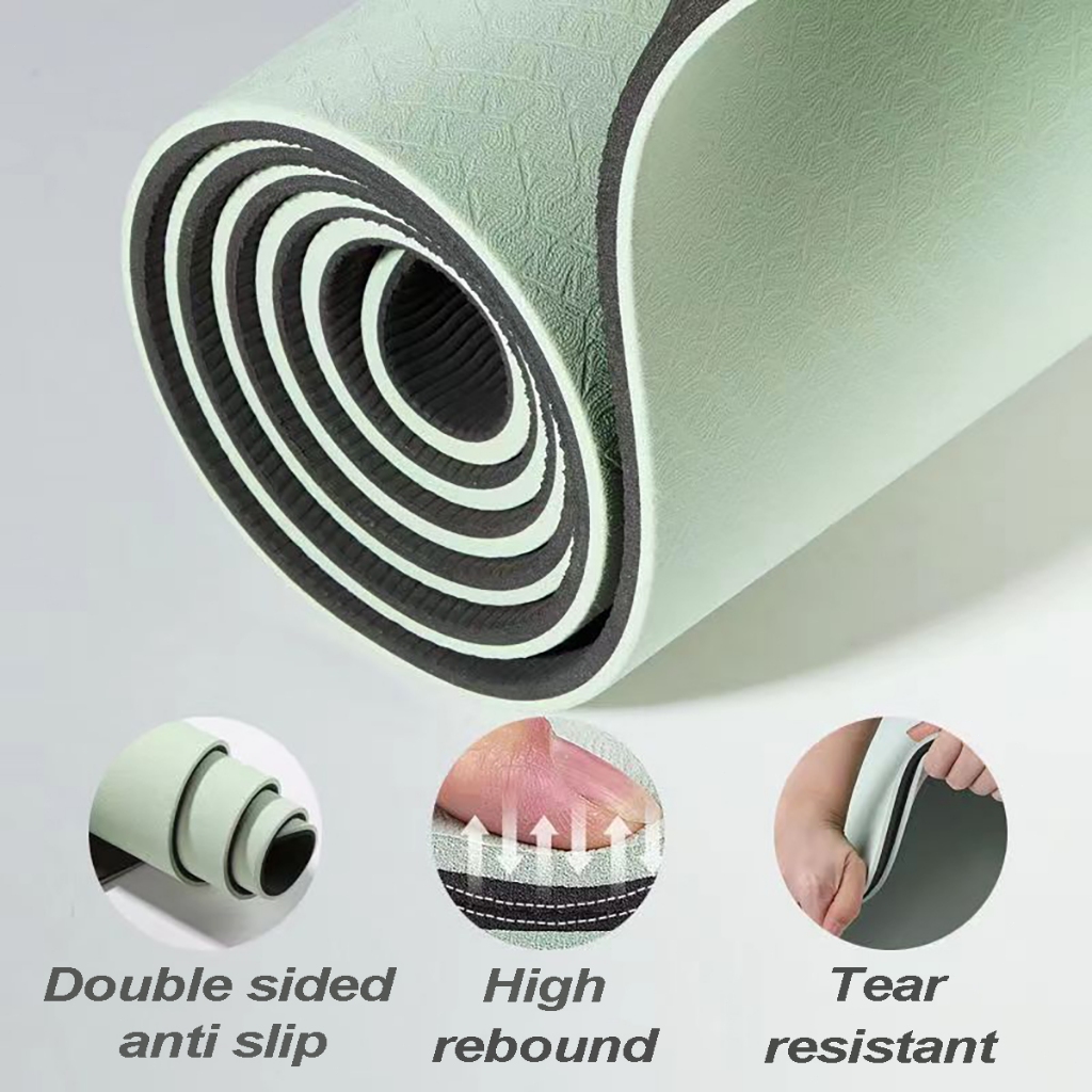 TPE Yoga Mat Foldable 8/6MM Thick Anti-skid Sports Fitness Mat Exercise ...