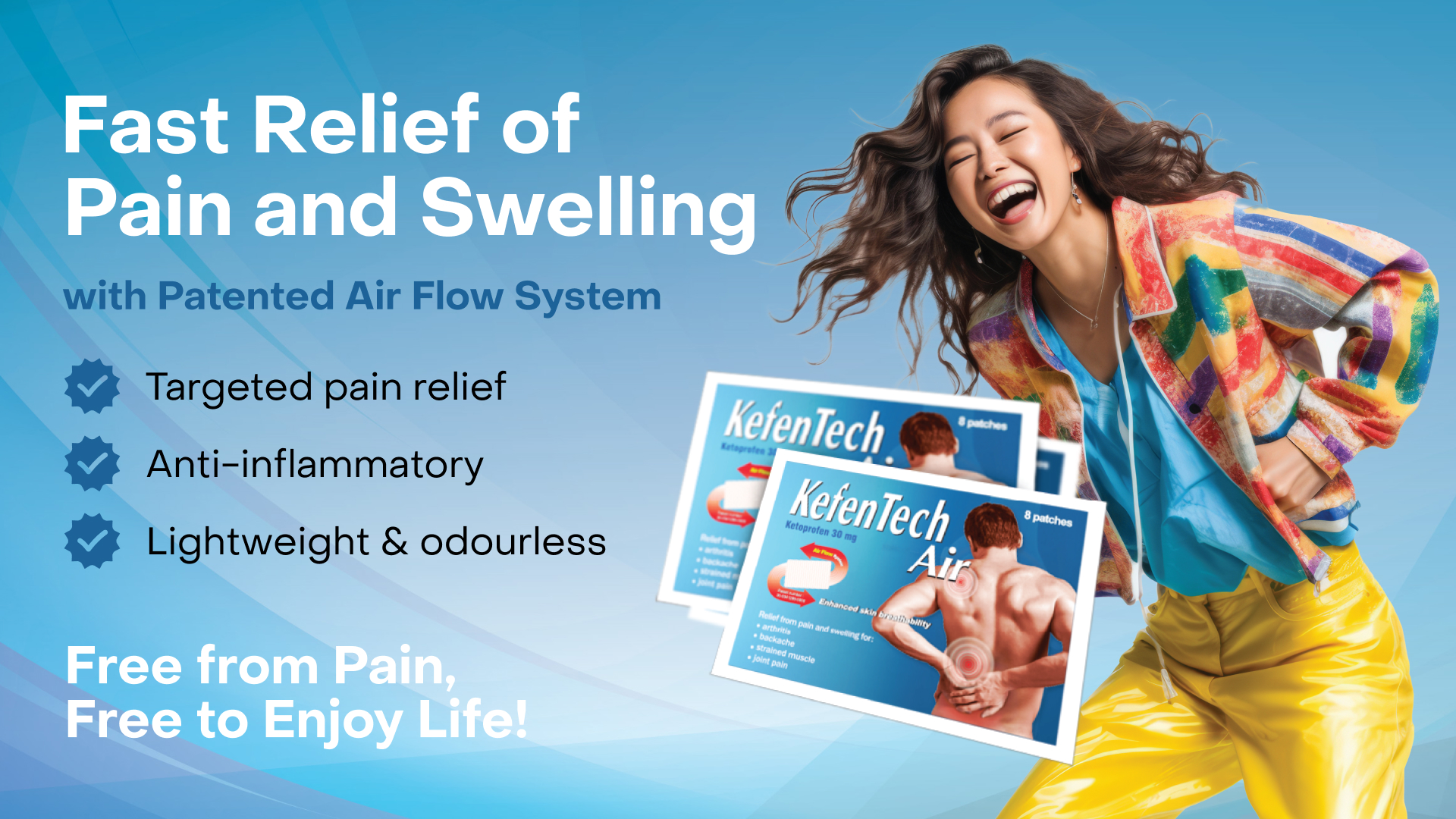 Kefentech Air Plaster 8s (Box of 20) - Pain Patch / Pain Plaster 30mg ...
