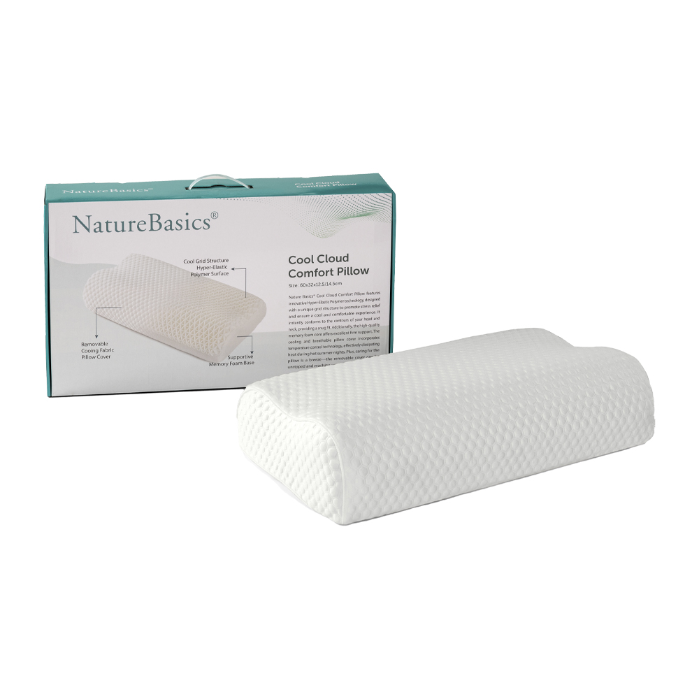 Nature Basics Cool Cloud Comfort Pillow | Ergonomic Wave Design | Ice ...