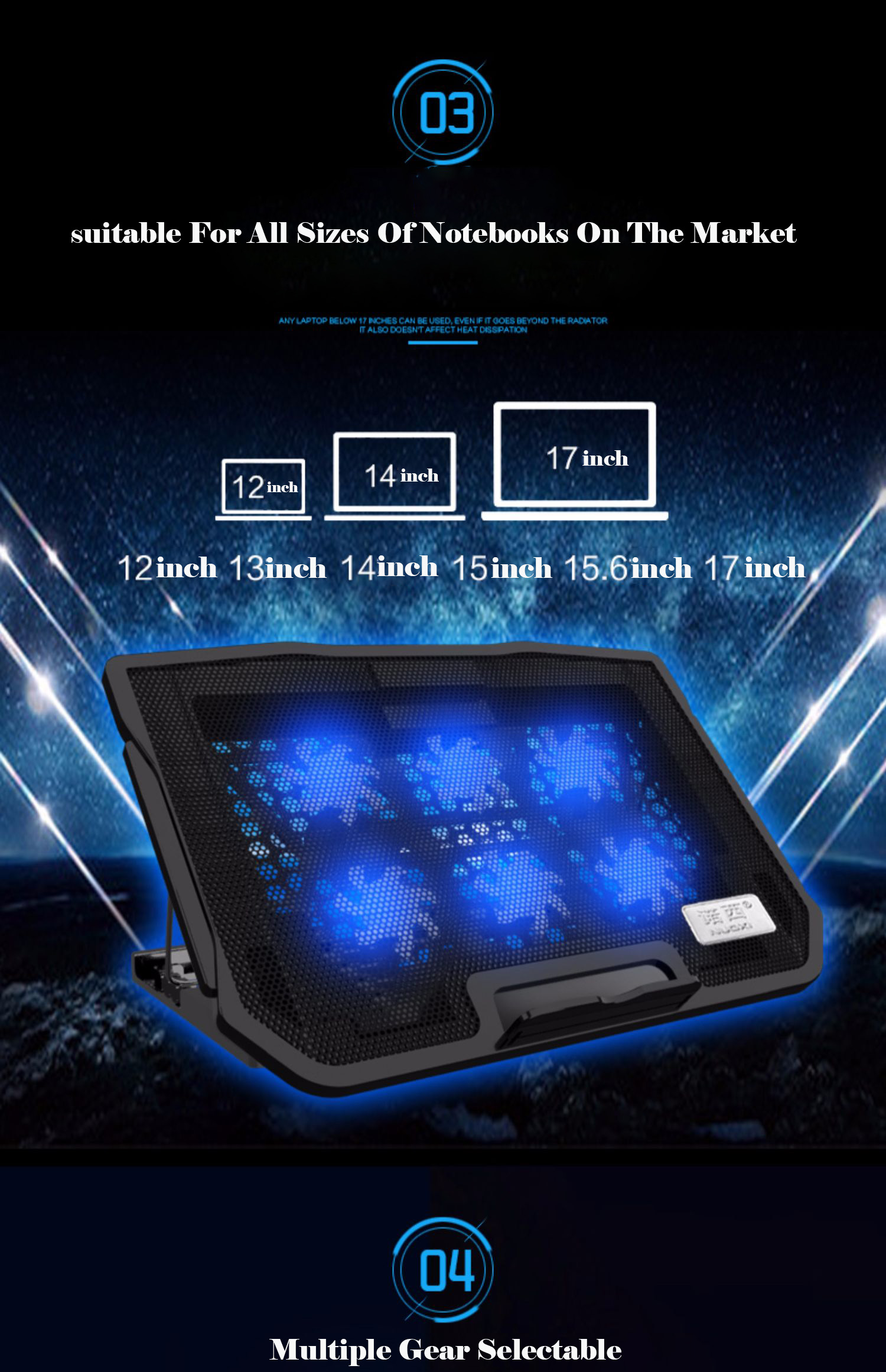 【SG】6 Fans Laptop Fan Cooler Laptop Cooling Pad Laptop Stand Adjustable ...