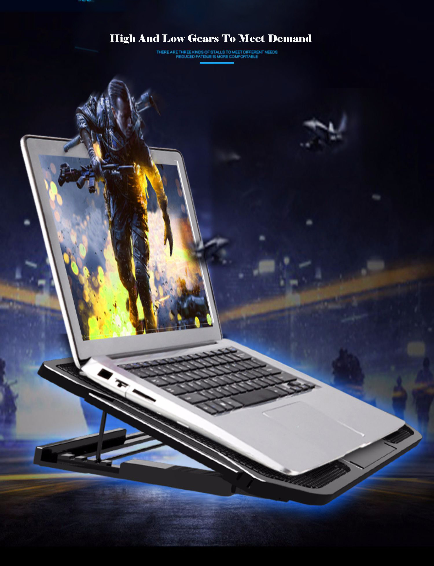【SG】6 Fans Laptop Fan Cooler Laptop Cooling Pad Laptop Stand Adjustable ...
