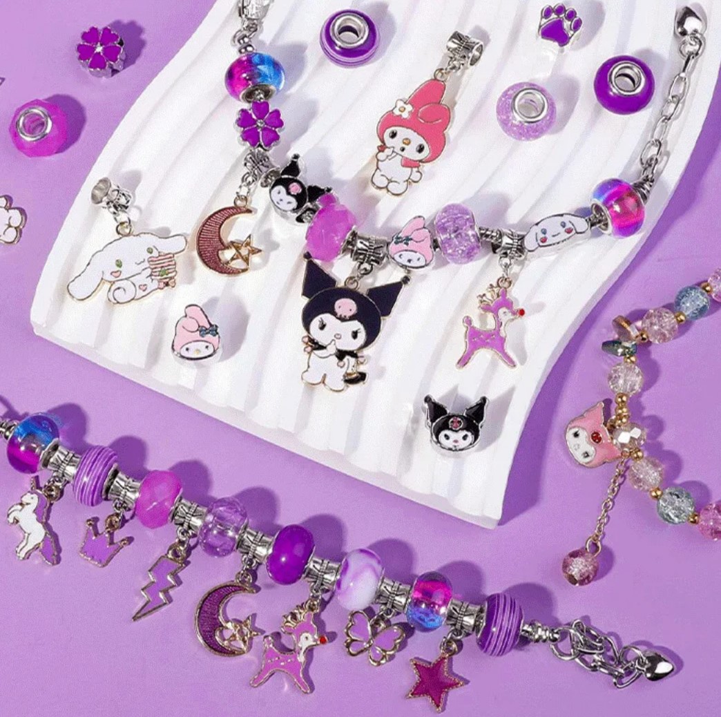 Children Charm DIY Bracelet Necklace Making Kit Jewelry Gift Set ...
