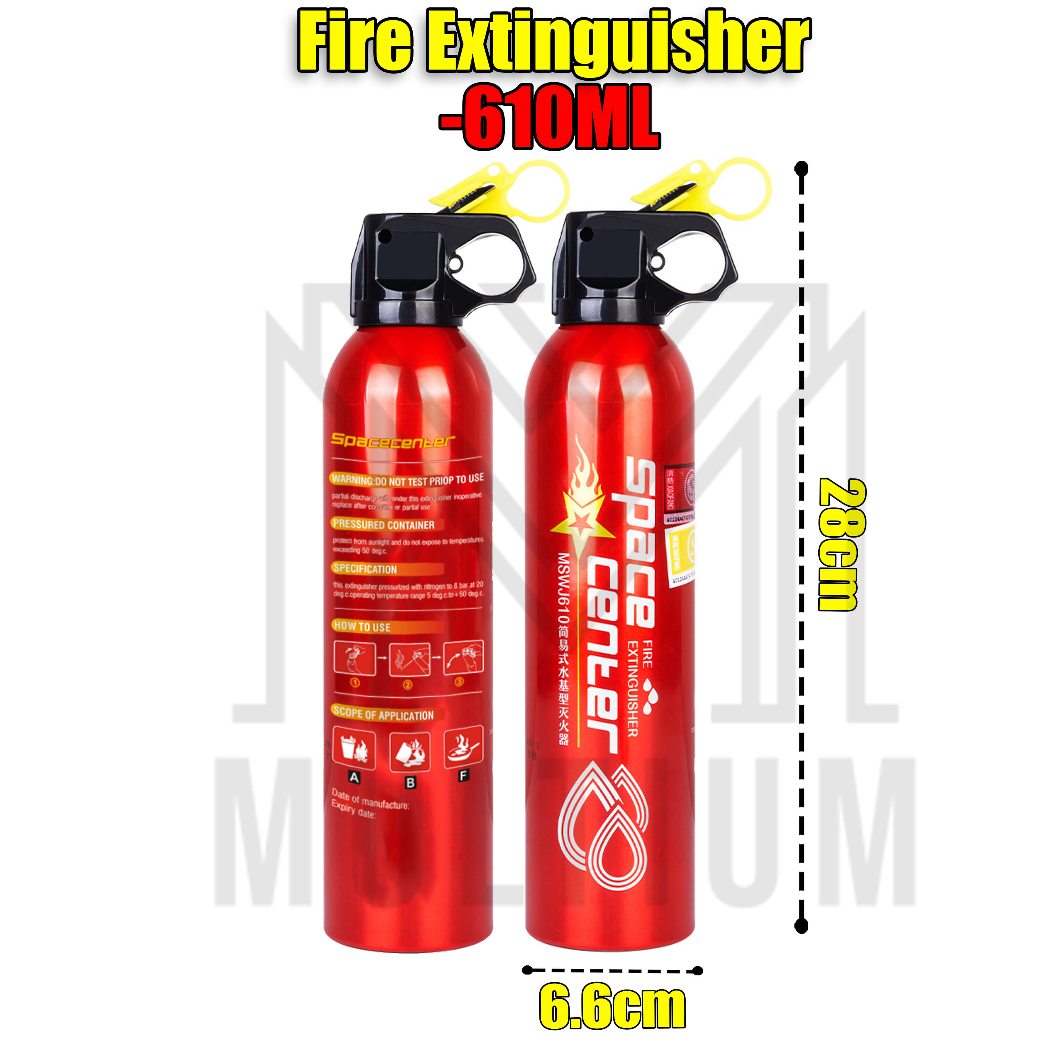 Portable Fire Extinguisher, 610ML and Easy Clean Small Fire ...