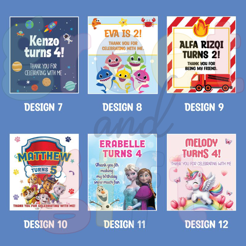 Empty Zip Lock Kids Goodie Bag with Customised Sticker / Children ...