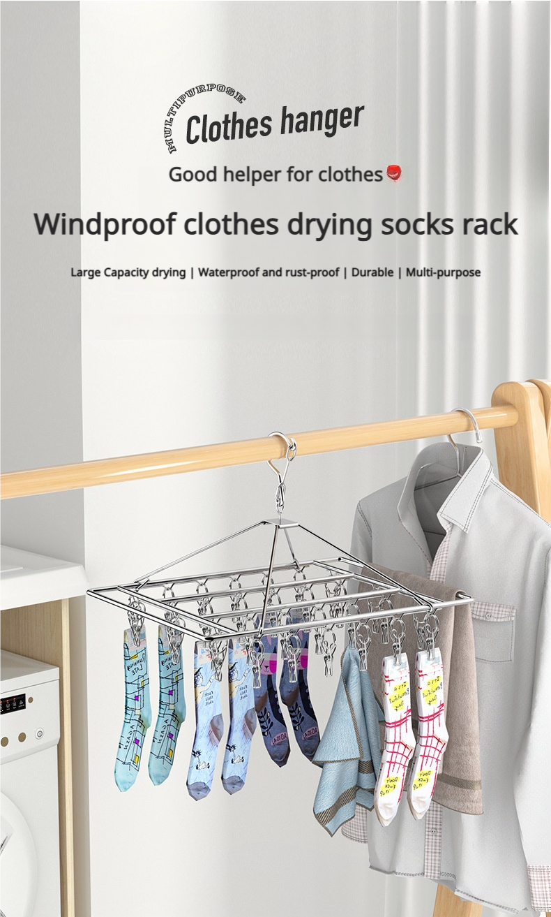 [🇸🇬SG Stock]Stainless Steel Sock Rack Extra Thick Wire Clip 6/10/20/30 ...