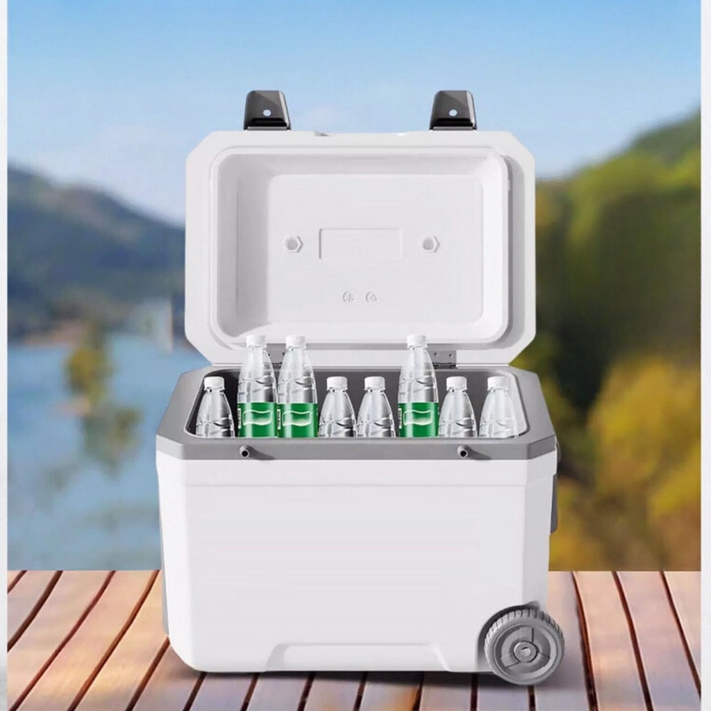 【sg stock】Portable 45L Cooler Box With Wheel Roller Ice Coolerbox Food ...