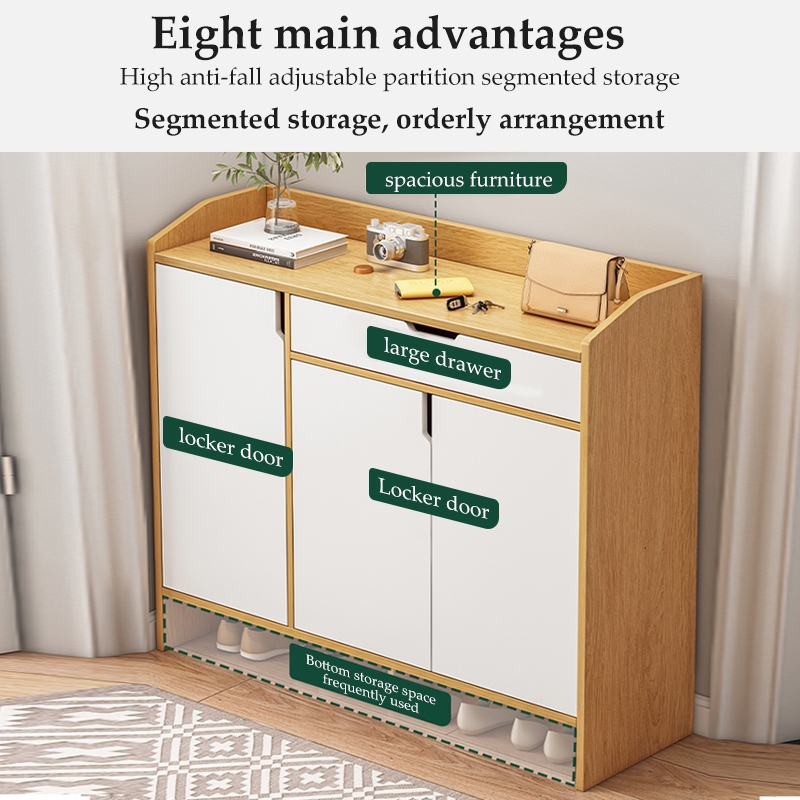 Shoe Cabinet Living Room Entrance Cabinet Removable Laminate Shoe Rack ...