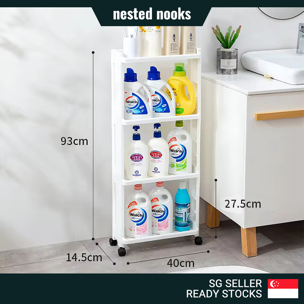 Slim Trolley with Wheels Kitchen Bathroom Storage Rack Narrow Gap ...