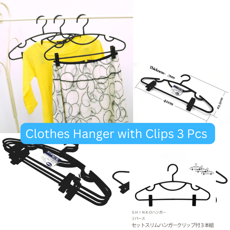 [Japan] SHINKO Clothes Hanger with Clips 3 Pcs / Clothes Hanger 5 pcs ...