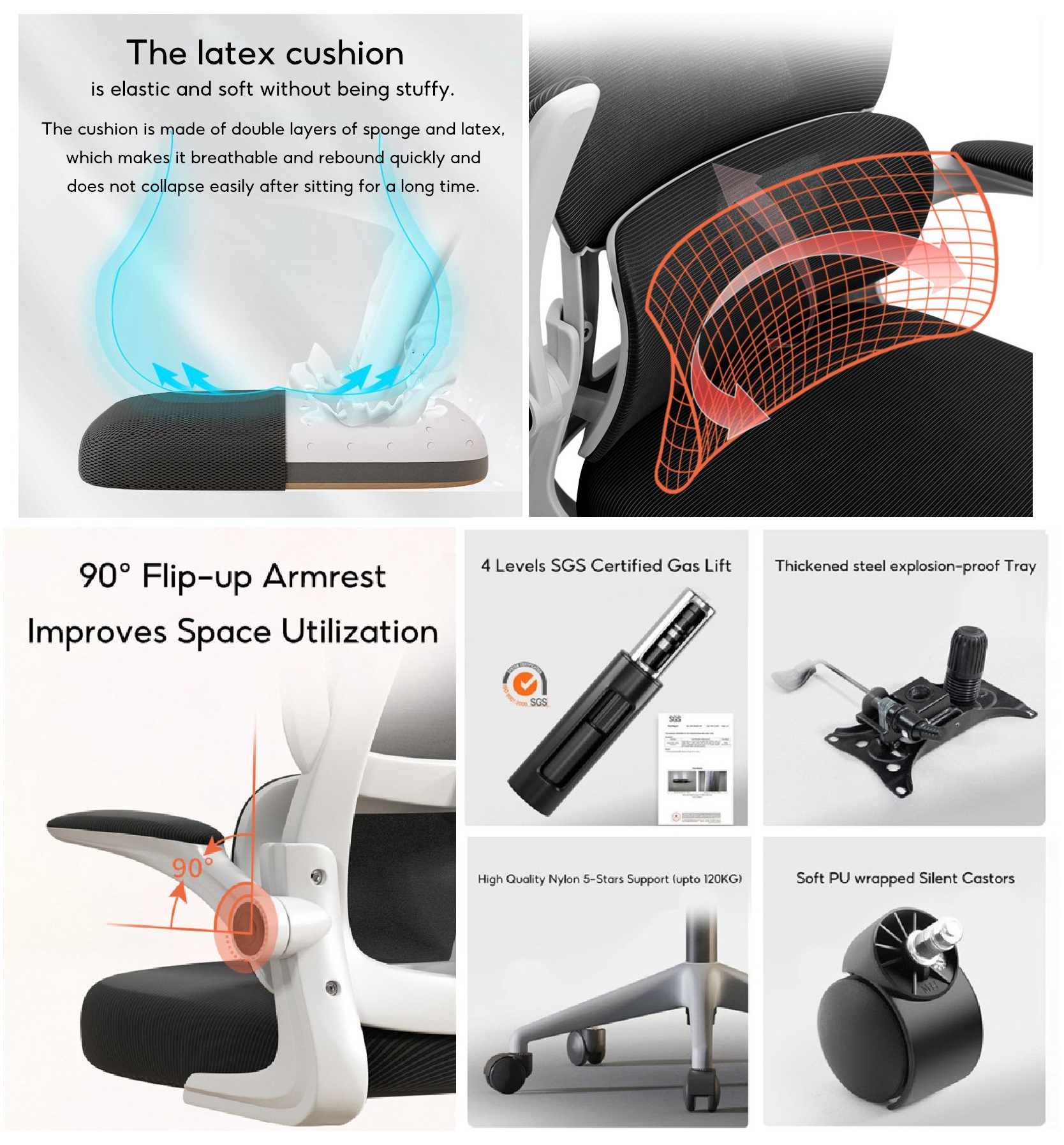 Ergonomics Chair With 3D Back Head Support | Home Office Gaming Mesh ...