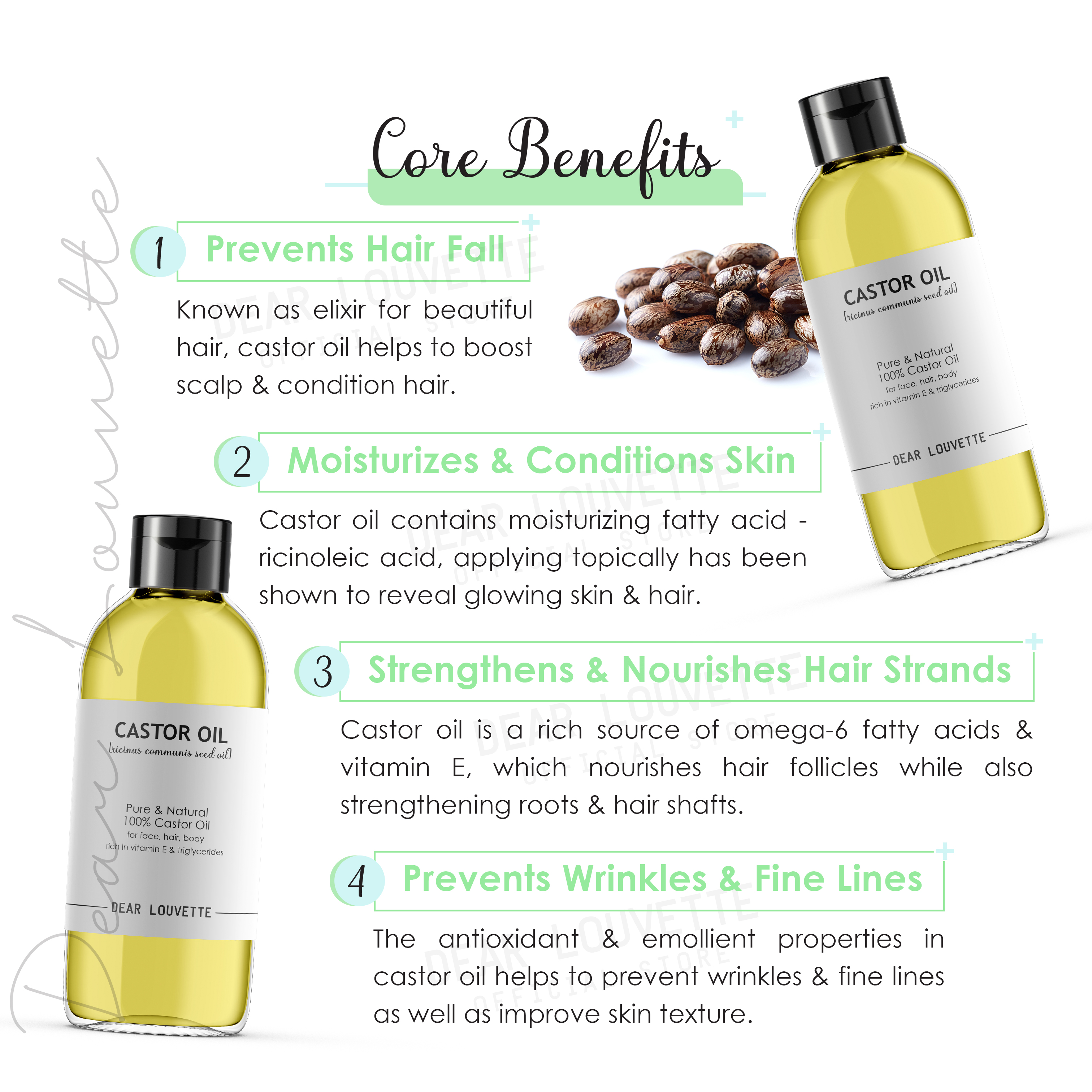 100% First Grade Pure Castor Oil Natural Carrier Oil Face Body Massage ...