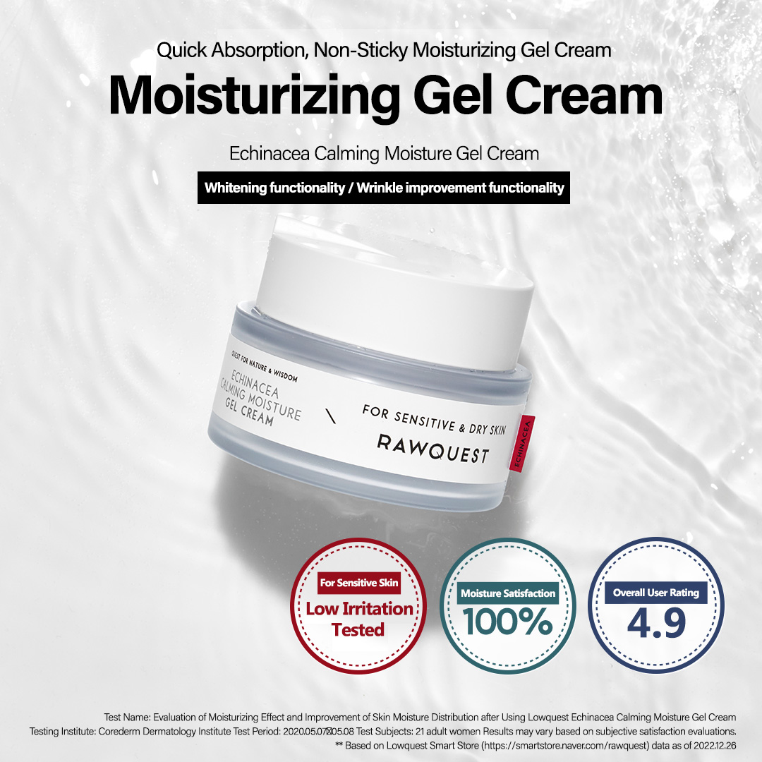 [RAWQUEST] Echinacea Hydrating & Soothing Gel Moisturizer with Hyaluronic Acid & Niacinamide for ...