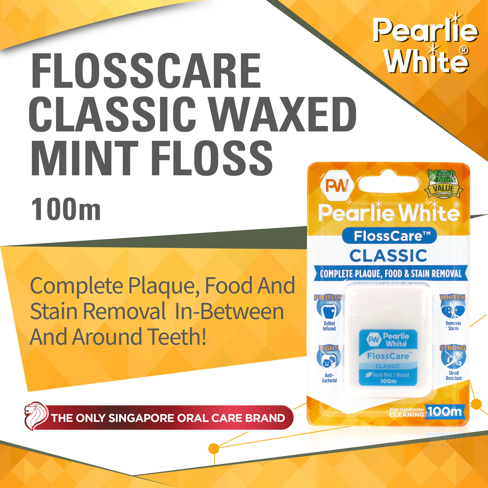 [Bundle of 2] Pearlie White Floss Pick Y 2-IN-1 PTFE MINT Flosser 36pcs ...