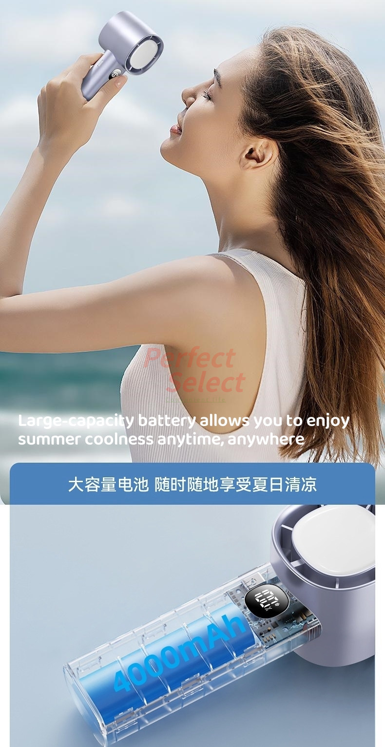 SG Portable Handheld Fan Turbo Jet Fan Strong Wind 100 Gear 4000mAh ...