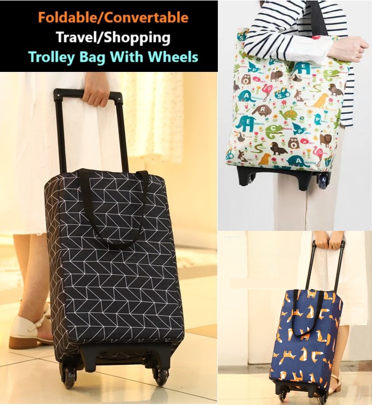 🇸🇬 Foldable Bag Trolley With Wheels & Retractable Handle | Shopping ...