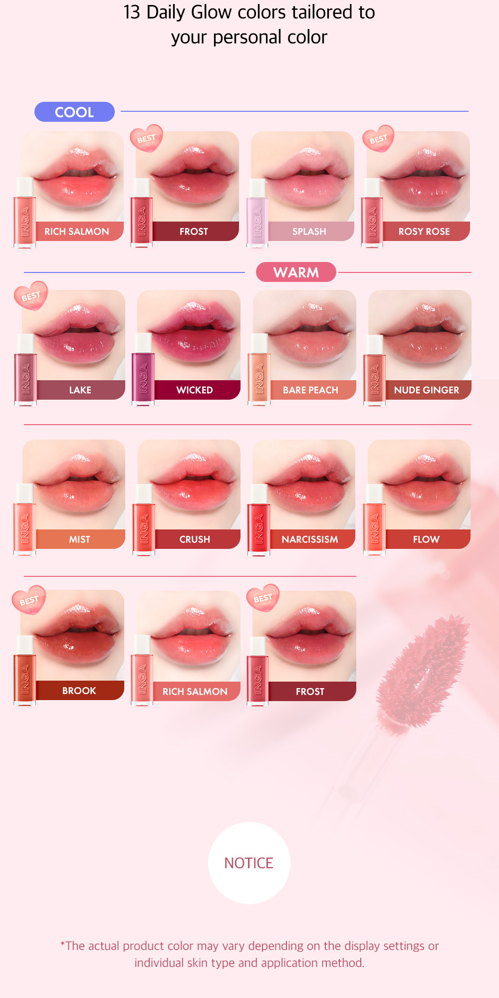 INGA Glassy Water Glow Lip Tint (SNOWY/ GLASSY_13 colors) | Shopee ...