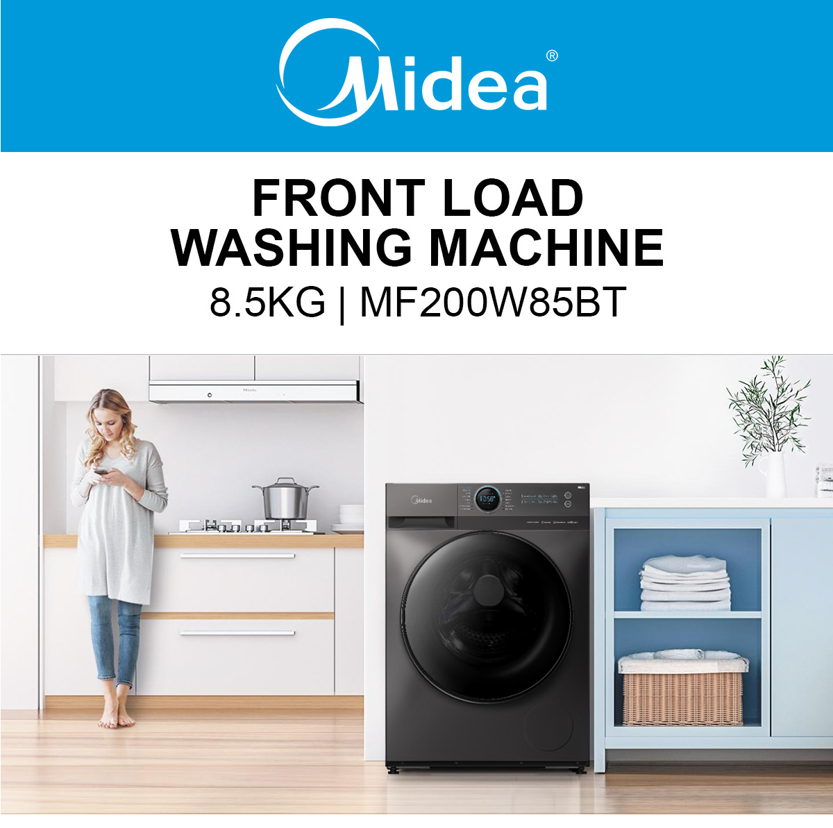 Midea MF200W85BT Front Load Washer 8.5 KG | Shopee Singapore