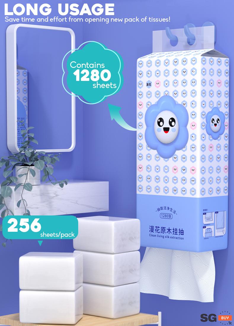 1280 Pc 4 Ply Hanging Tissue Paper With Hook Tissue Packet 4 ply Facial ...