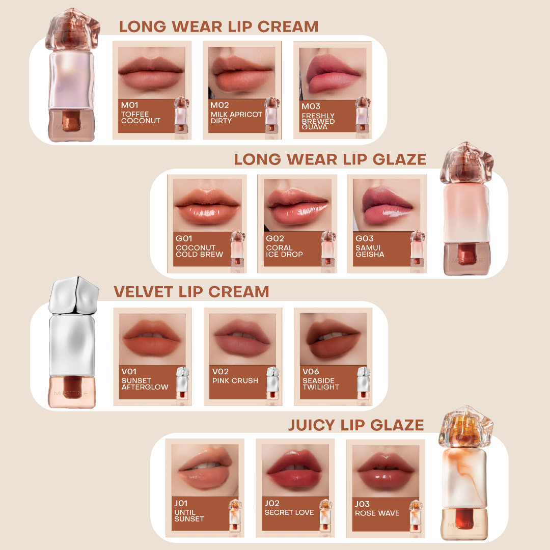 Mistine Thai Latte Long Wear / Velvet Lip Cream , Long Wear / Juicy Lip ...