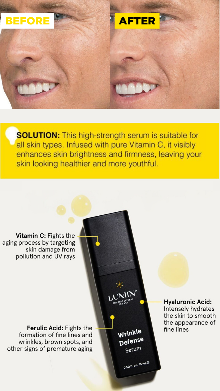 LUMIN | Wrinkle Defense Serum for Men - High-strength Men's Anti-aging ...