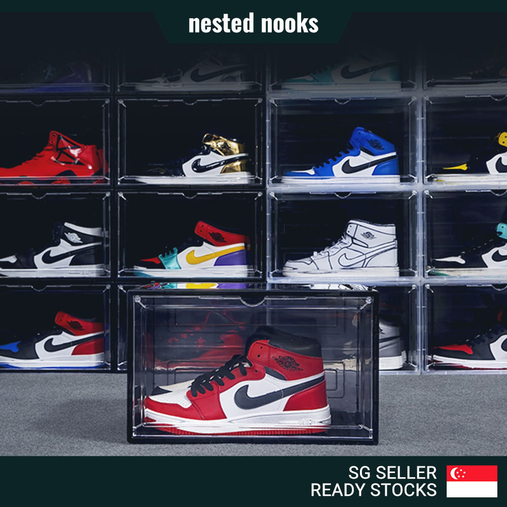 Premium Thick Solid Quality Display Transparent Shoe Box with Magentic ...