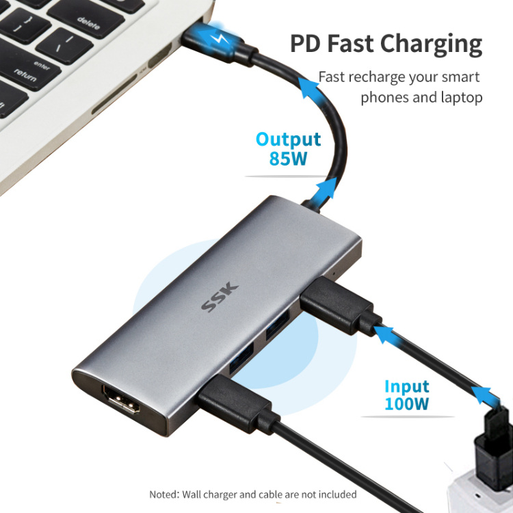 SSK SC108 5-In-1 Multi Port USB Type C Adapter 1050MB/s USB 3.2 Gen2 ...